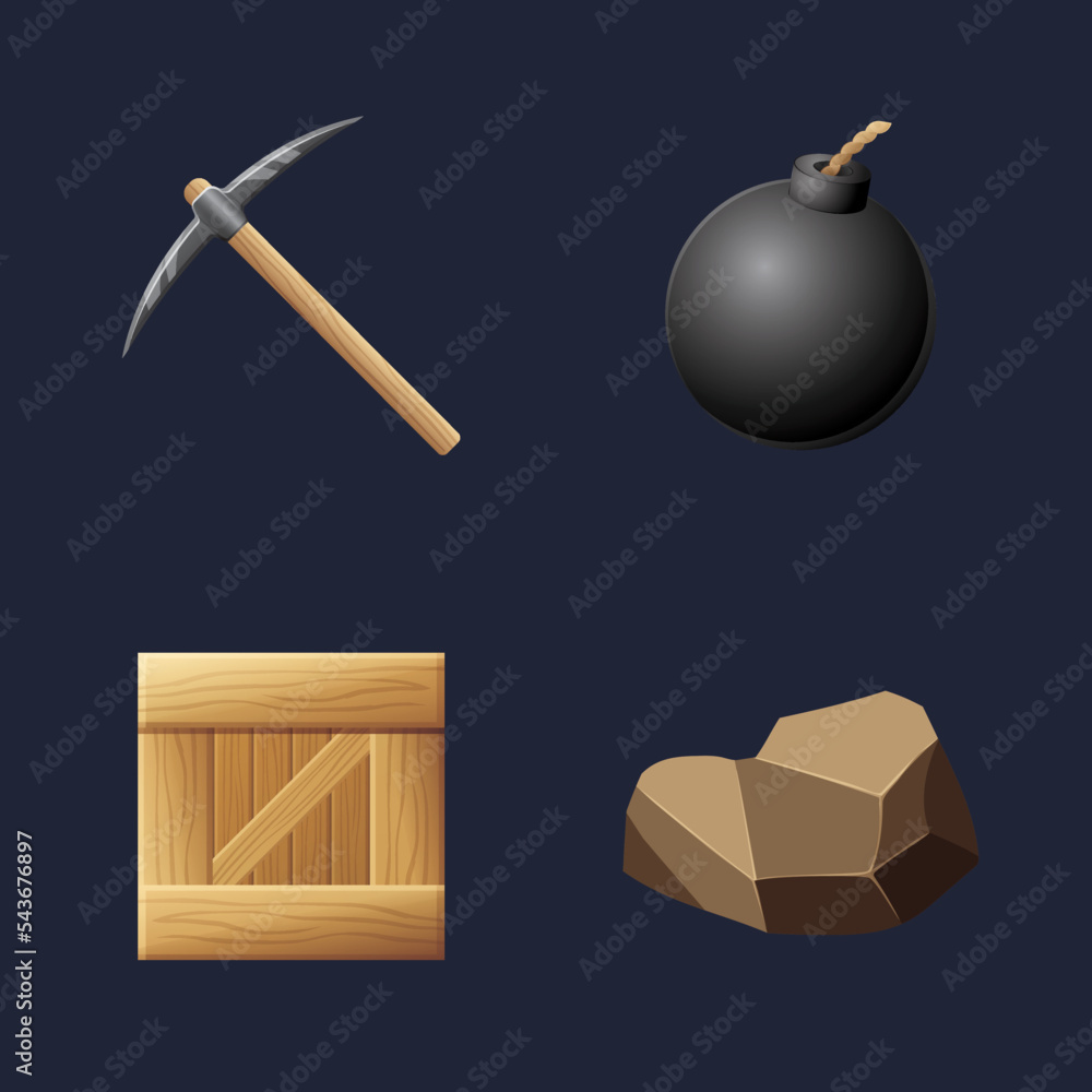 Game UI assets set. Gaming user interface icons collection. vector ...