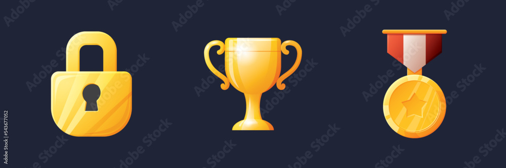 Game UI assets set. Gaming user interface icons collection. vector ...