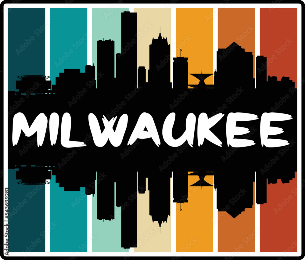 Milwaukee Wisconsin USA Skyline Sunset Travel Souvenir Sticker Logo ...