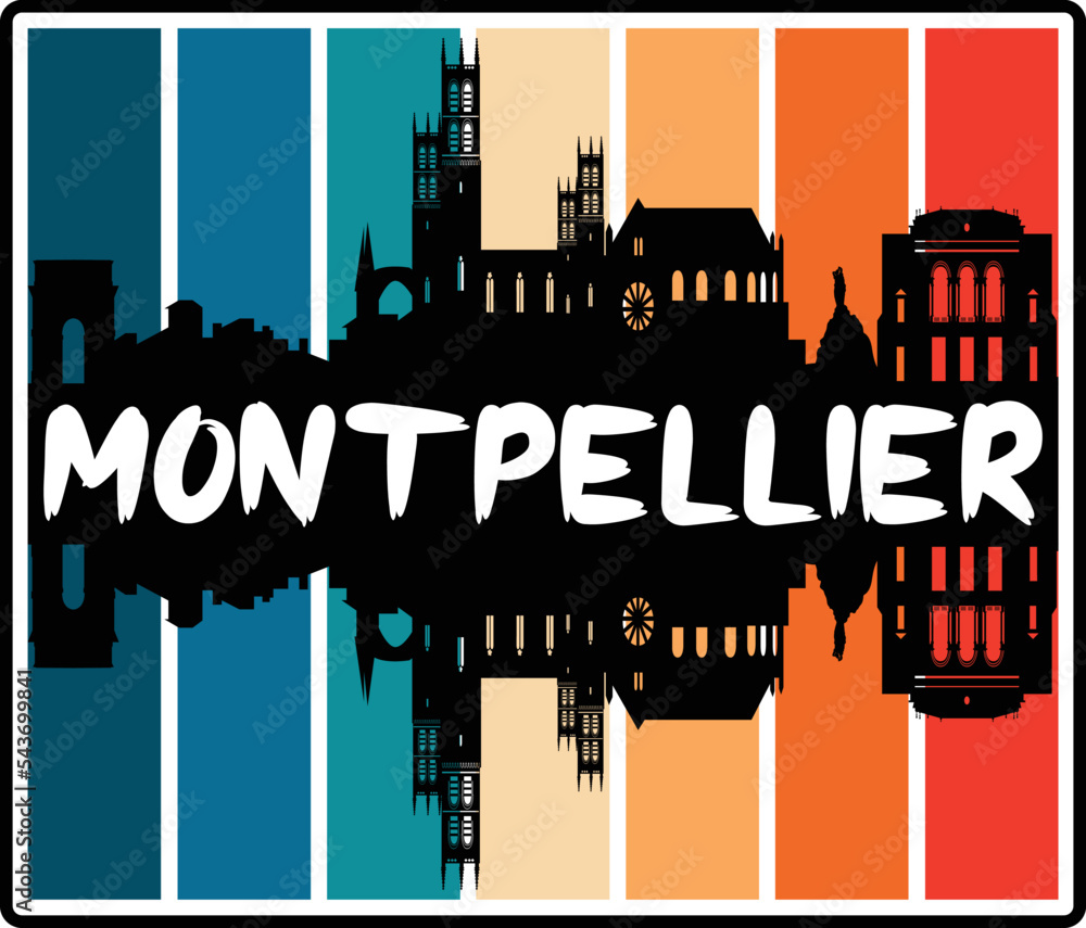 Montpellier France Skyline Sunset Travel Souvenir Sticker Logo Badge ...