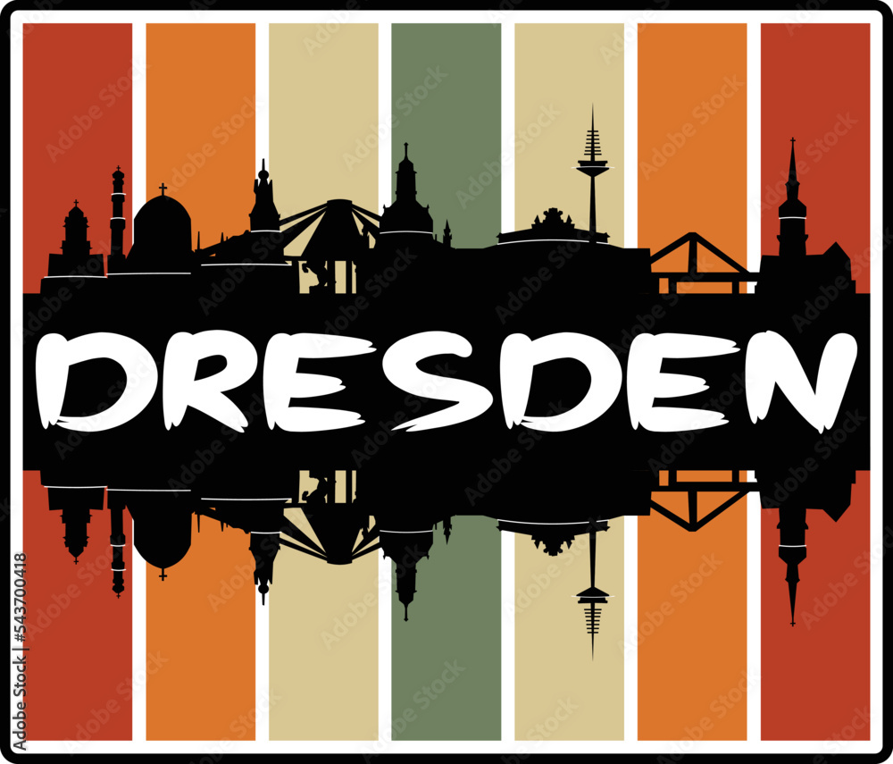 Dresden Germany Skyline Sunset Travel Souvenir Sticker Logo Badge Stamp ...