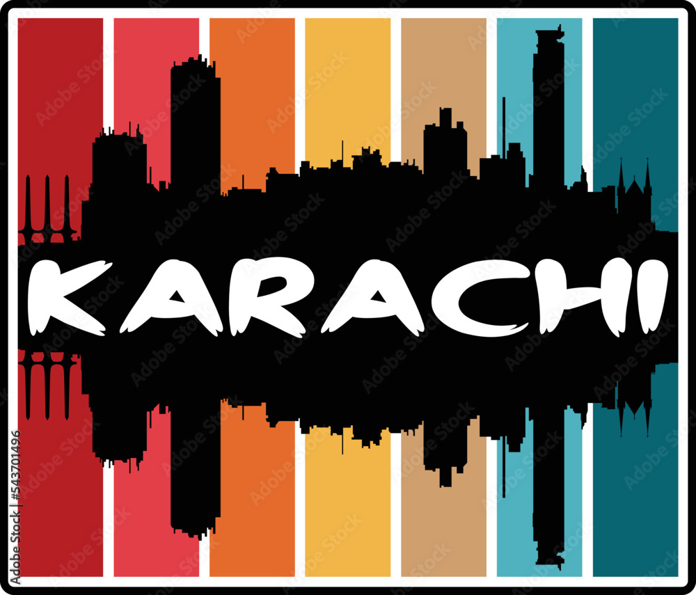 Karachi Pakistan Skyline Sunset Travel Souvenir Sticker Logo Badge ...