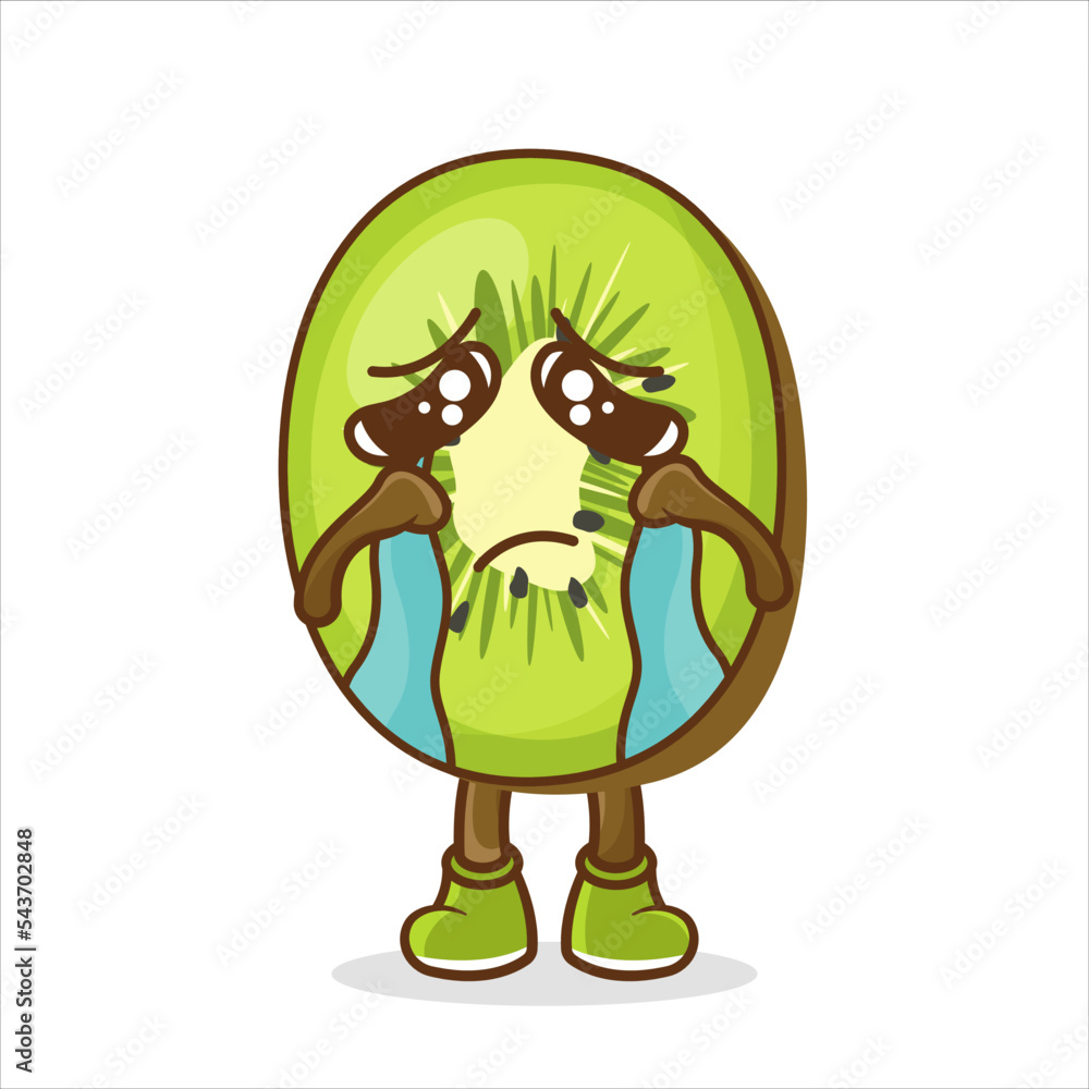 Cute kiwi character with sad emotions. kiwi cartoon character with sad ...