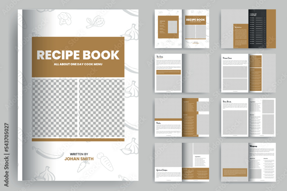 Recipe book template or Cook Book Template design, magazine layout ...
