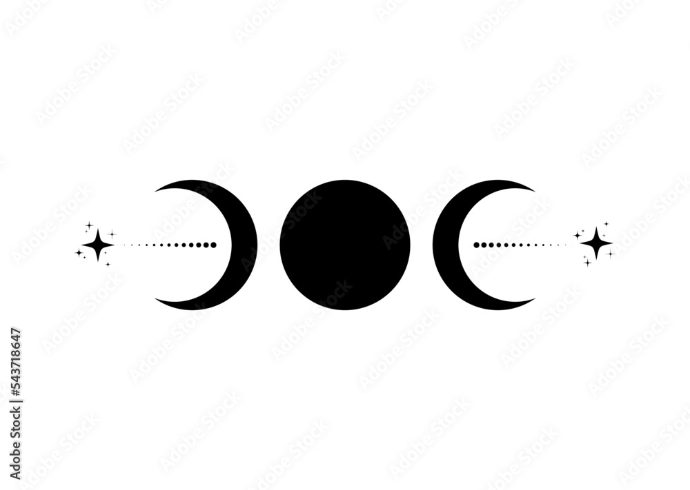 Triple Moon Religious wiccan sign. Wicca logo Neopaganism symbol ...