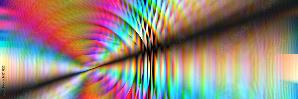 Digital glitch and distortion noise effect panoramic banner. Futuristic ...