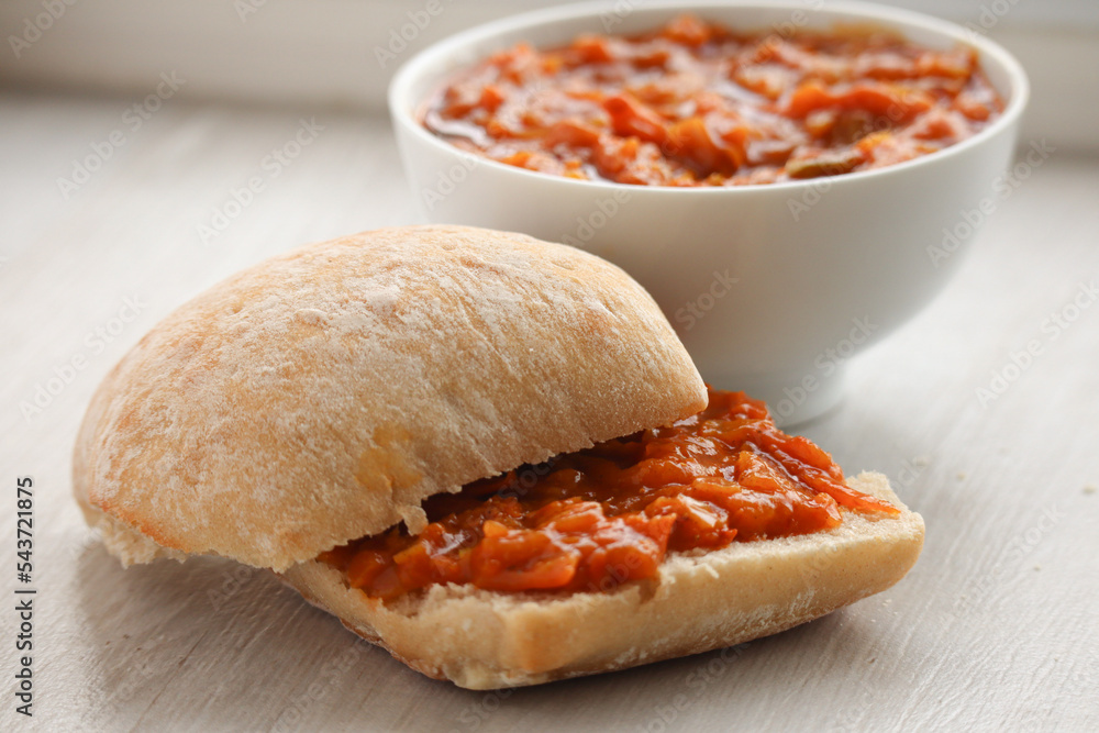 Chakalaka with braai bread. A traditional South African accompaniment ...