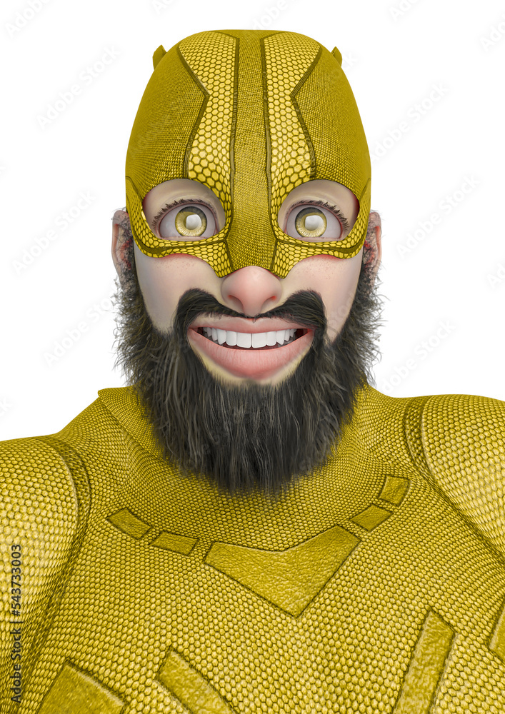 super hero cartoon with beard on suit portrait Stock Illustration ...