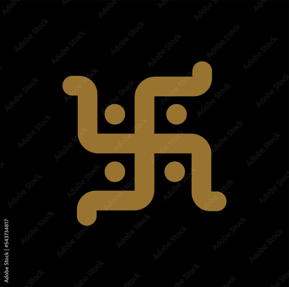Golden swastika on black background. Hindu holy sign swastika icon ...