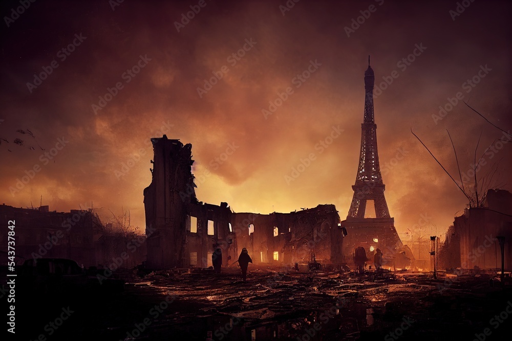 Paris Post Apocalyptic Stock Illustration | Adobe Stock