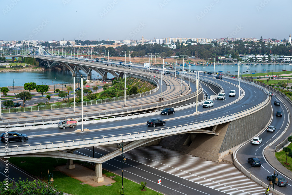 Traffic on Hassan II bridge in Rabat, Morocco Stock-Foto | Adobe Stock