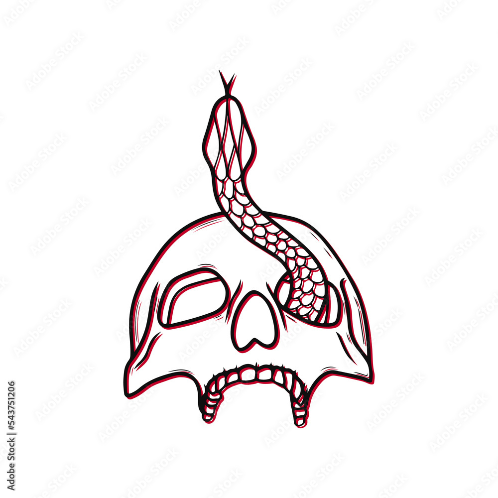 vector illustration of skull with snake concept Stock Vector | Adobe Stock