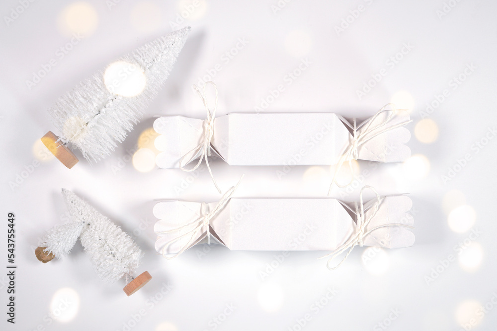 Christmas party treats favor boxes, Christmas Crackers mockup, styled ...