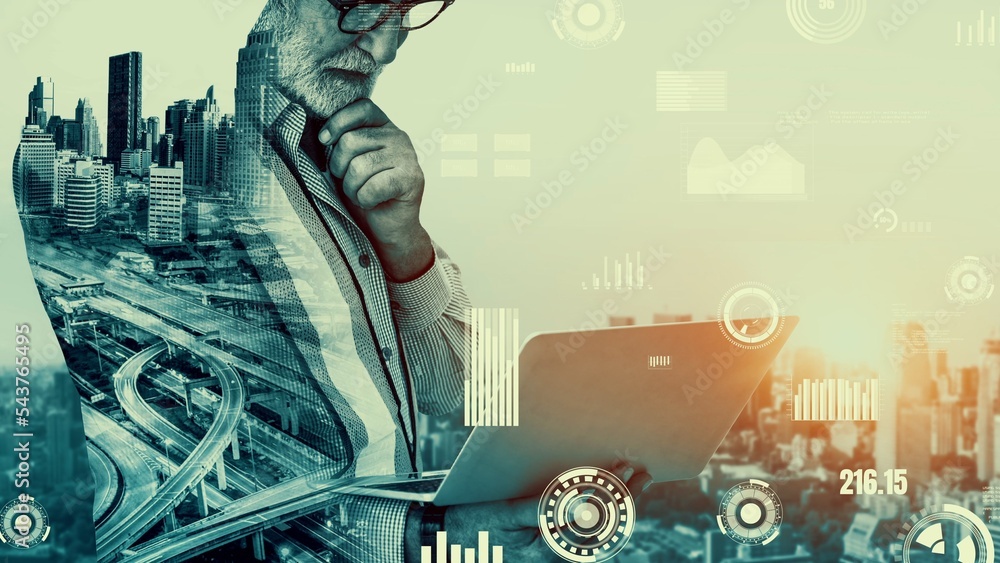 Future building construction and inventive engineering project concept ...