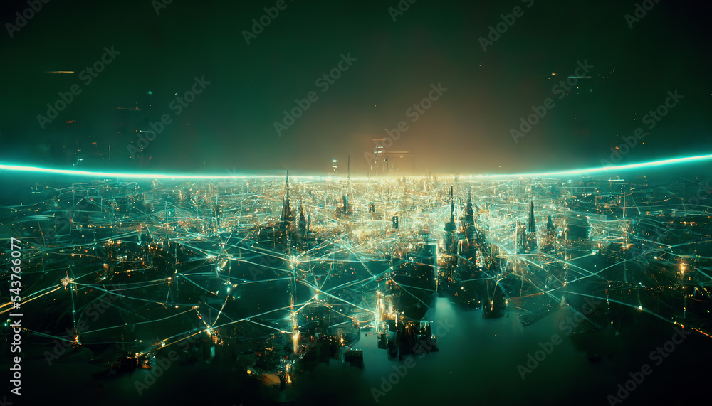 The concept of a high-speed internet connection visualized as cables ...