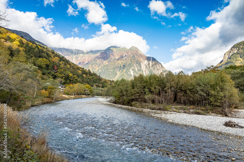 Azusa river flows through Kamikochi, into the Matsumoto Basin. The ...