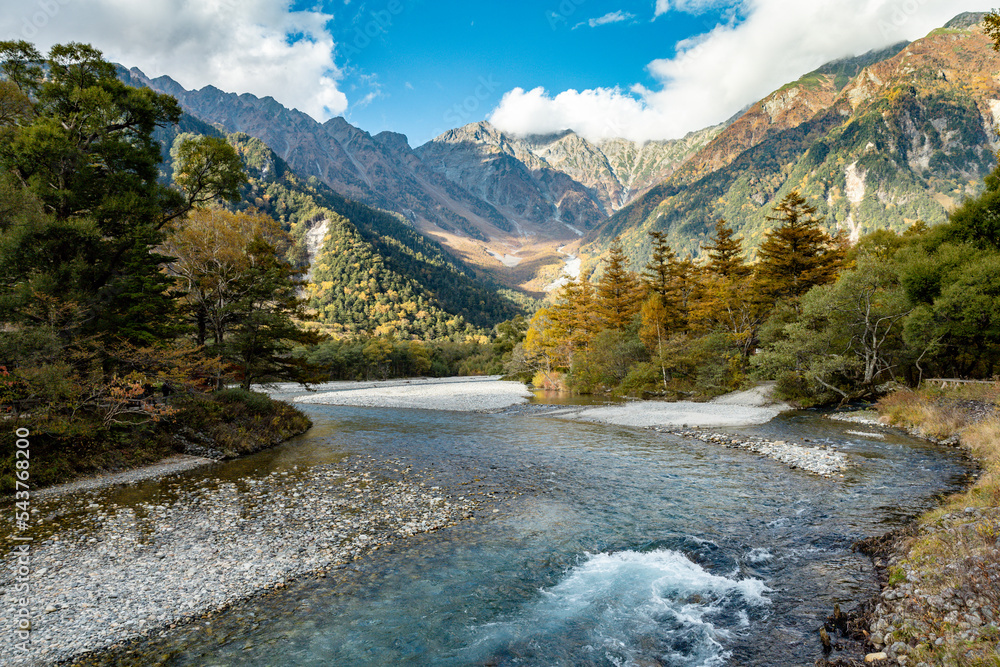 Azusa river flows through Kamikochi, into the Matsumoto Basin. The ...