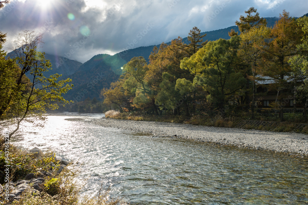 Azusa river flows through Kamikochi, into the Matsumoto Basin. The ...