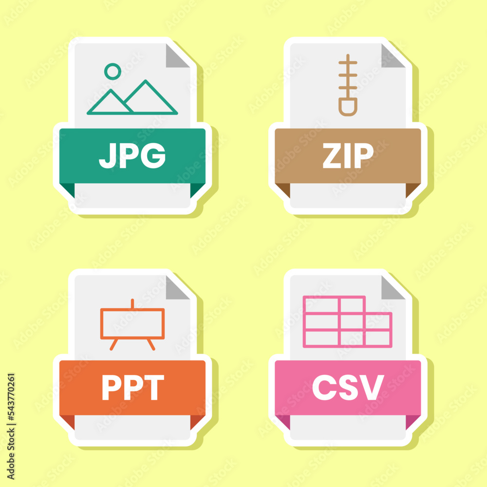 Document file format folder pdf doc xls jpg zip txt png json ppt csv ...
