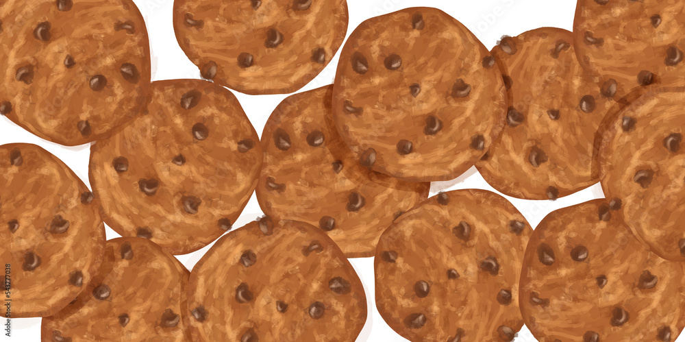 Galletas doradas y deliciosas con chispitas de chocolate, muchas ...