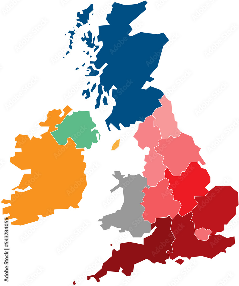 England political map divide by state Stock Illustration | Adobe Stock