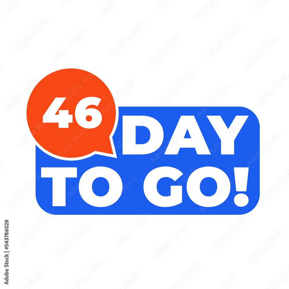 46 Day to go countdown banner. Blue label Number days left countdown ...