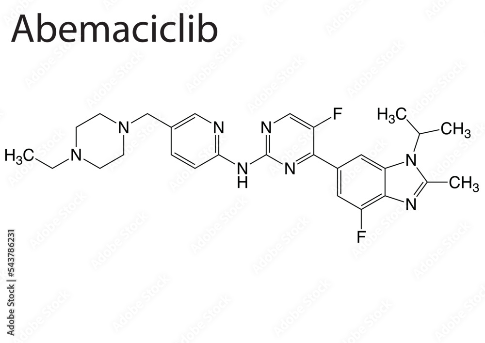 Chemical structure of an anticancer drug "Abemaciclib" Stock Vector ...