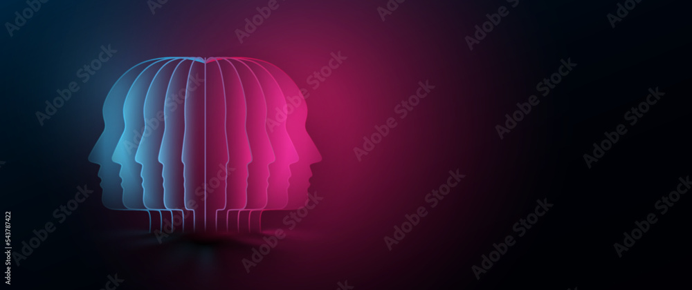Papercut layered human head. Colorful papercut. Psychology concept ...