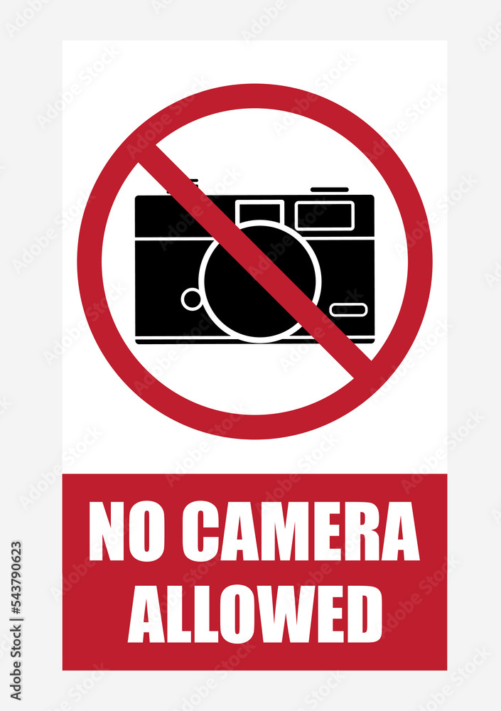 No camera allowed, do not take picture, camera prohibited icon, symbol ...