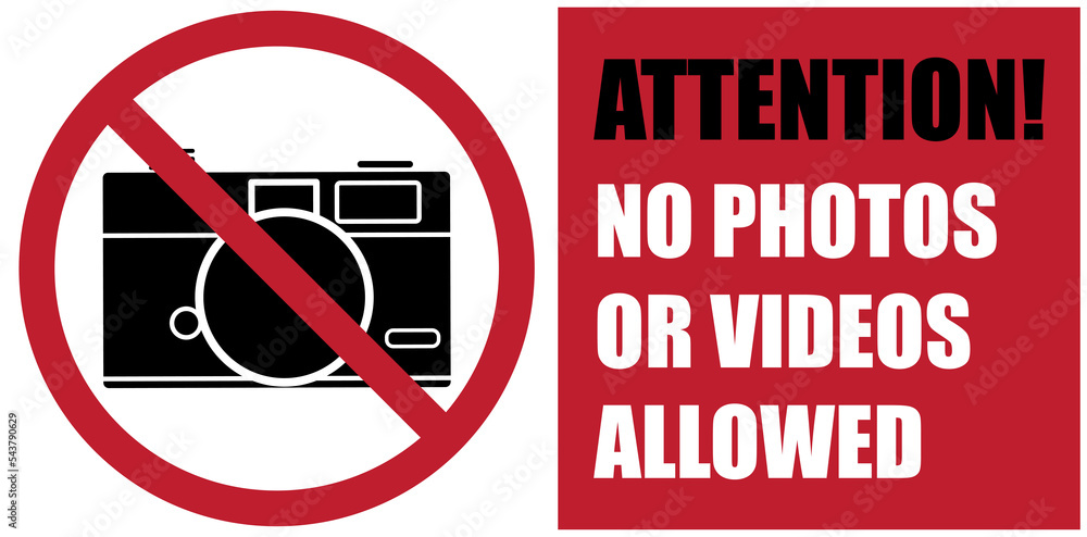 No camera allowed, do not take picture, camera prohibited icon, symbol ...