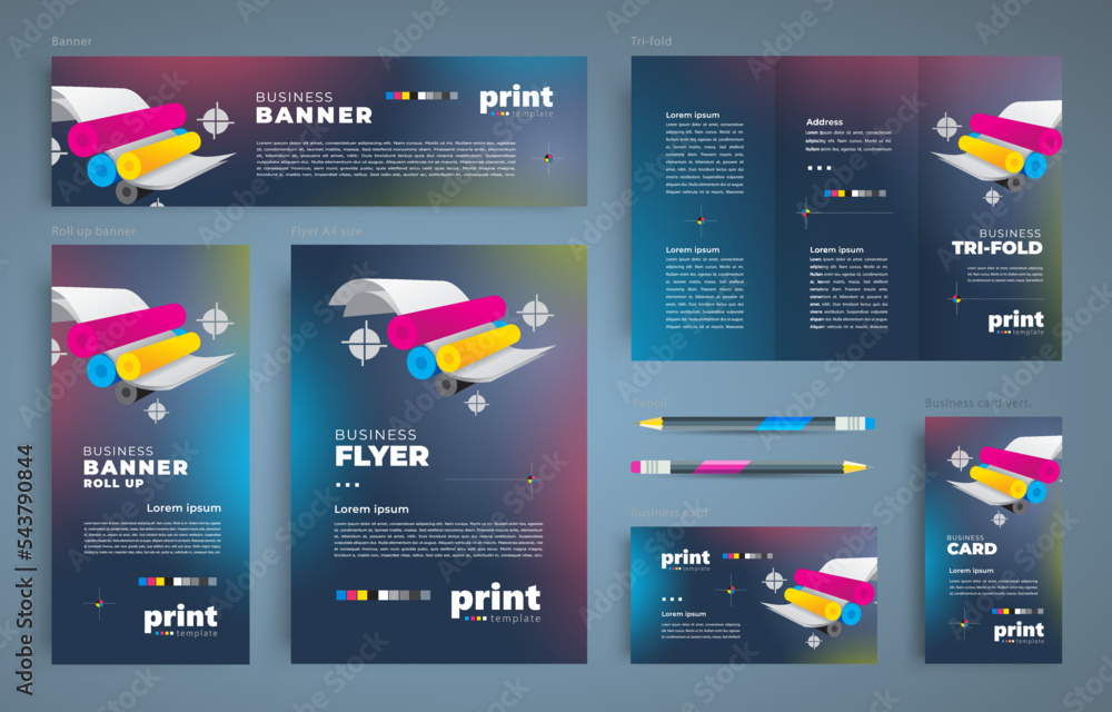Print Service Identity Polygraphy Cmyk Design Vector Paper In A