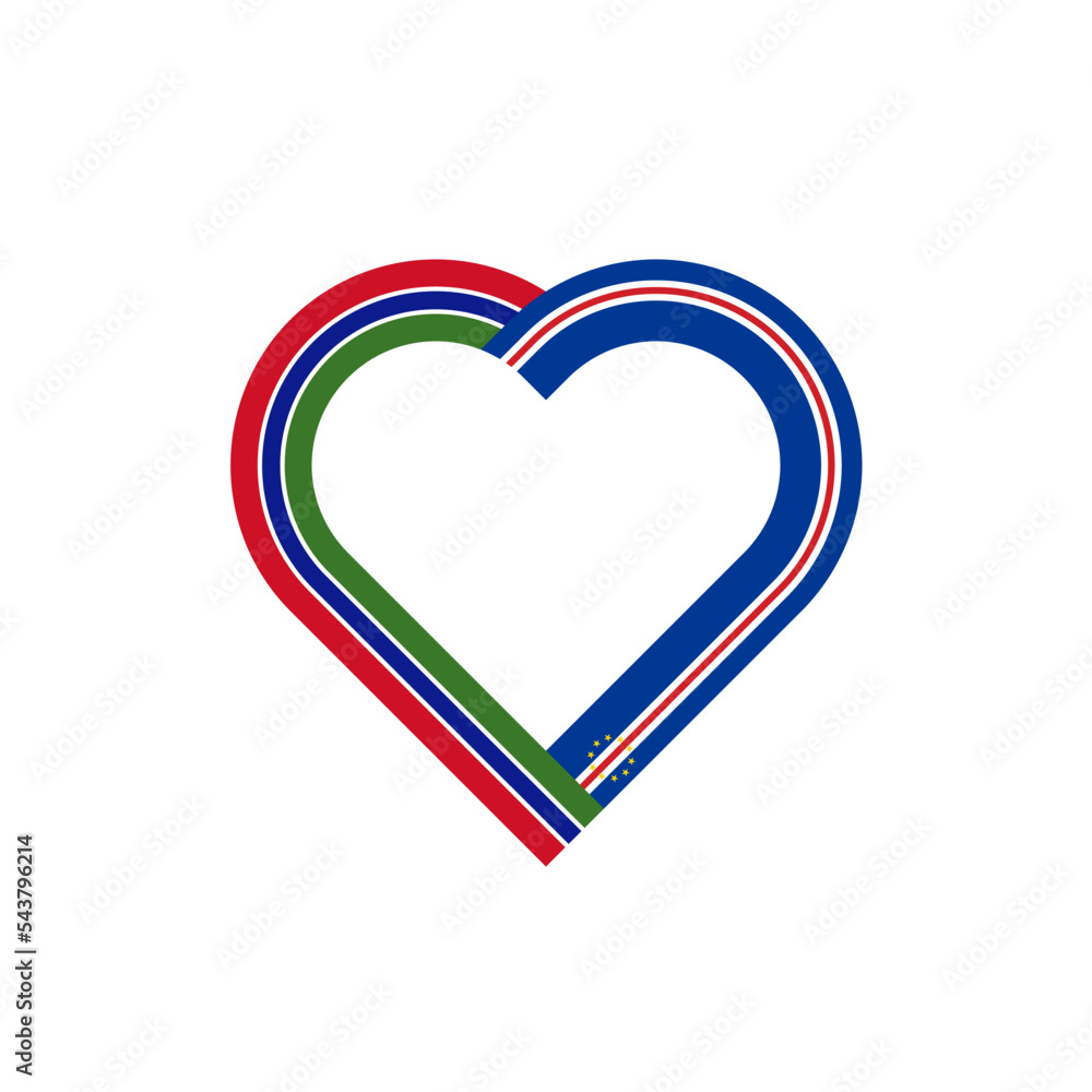 friendship concept. heart ribbon icon of gambia and cape verde flags ...