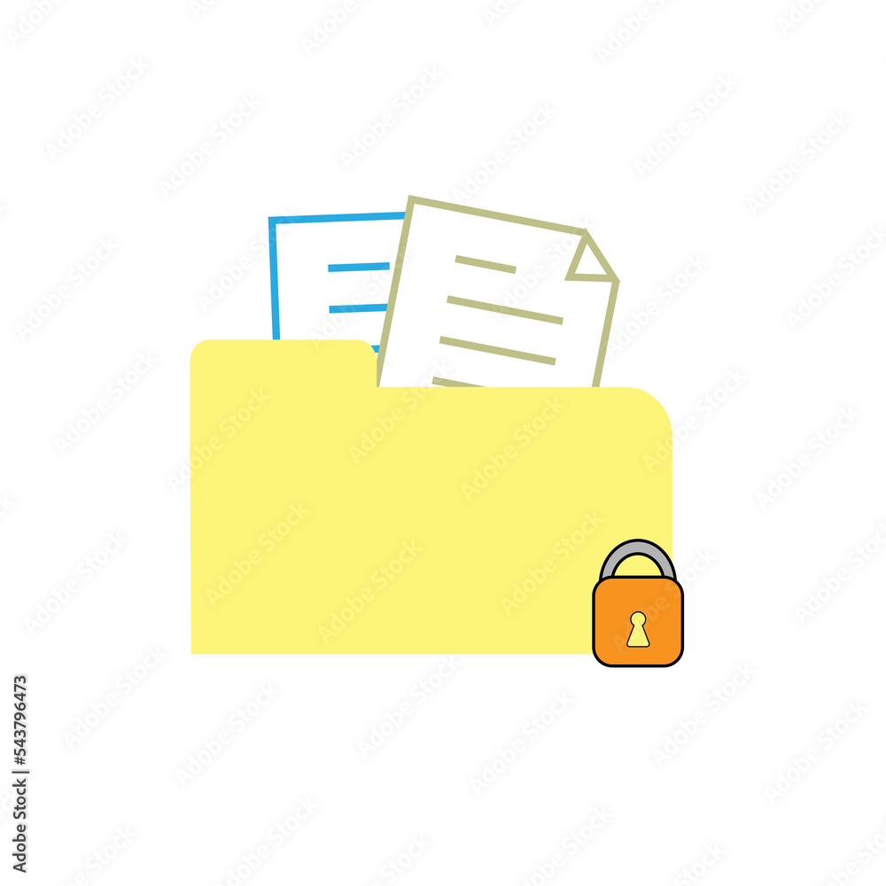 folder with documents and lock symbol. Concept of unshared, access ...