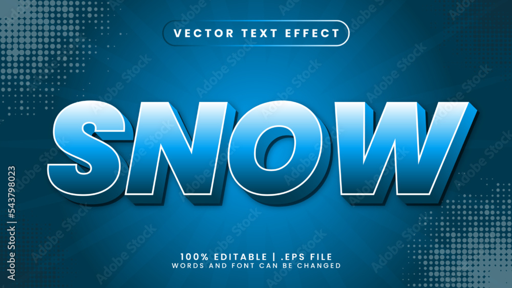 Snow white text effect with blue background Stock Vector | Adobe Stock