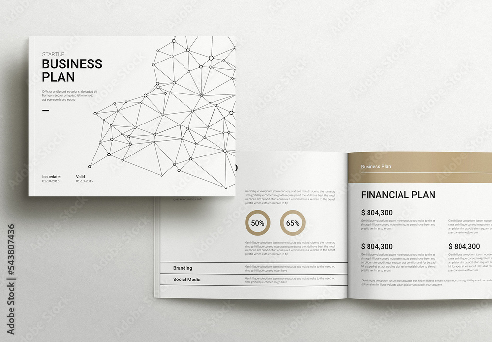 Business Plan Brochure Template Landscap Stock Template | Adobe Stock