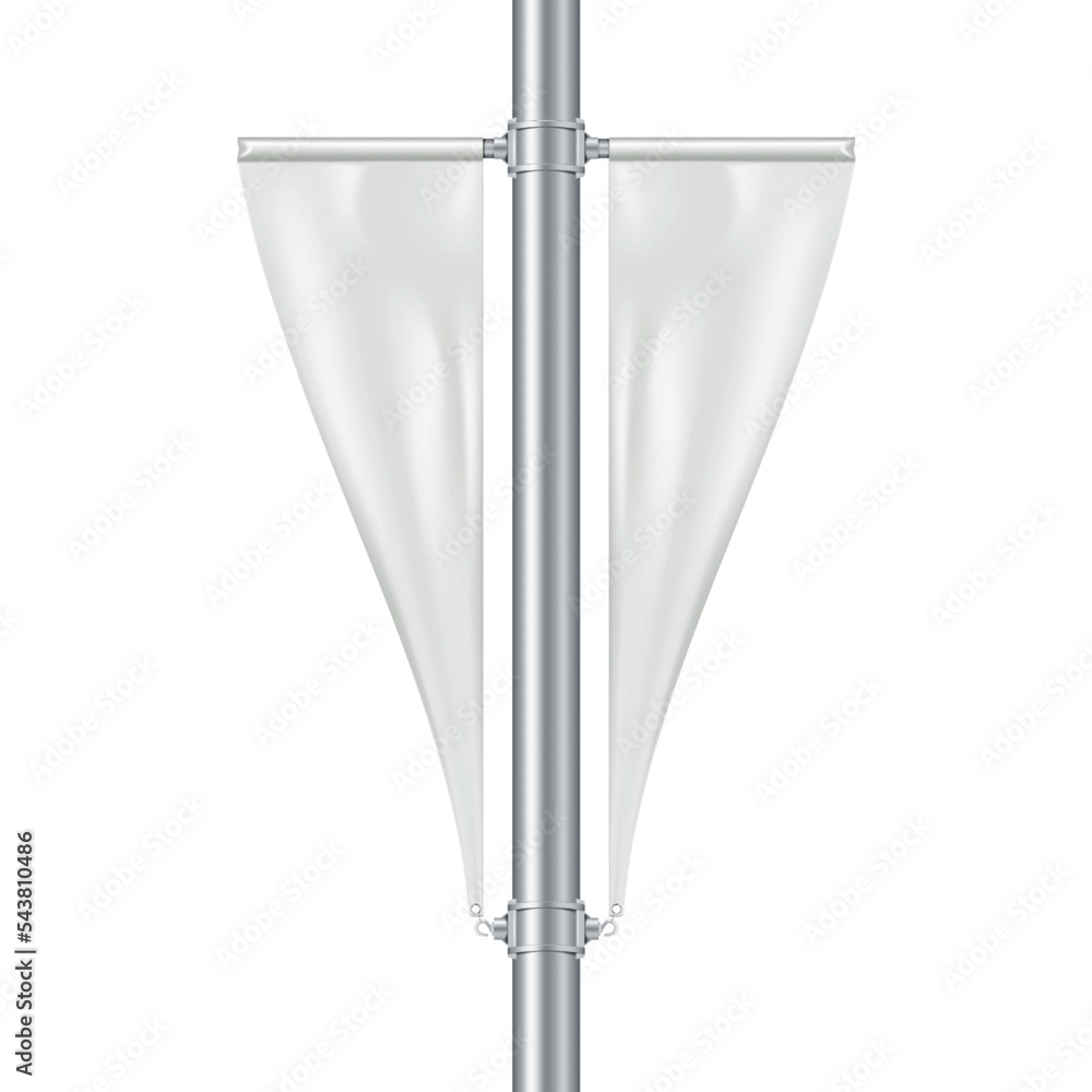 Empty street light pole banner isolated on white background realistic ...