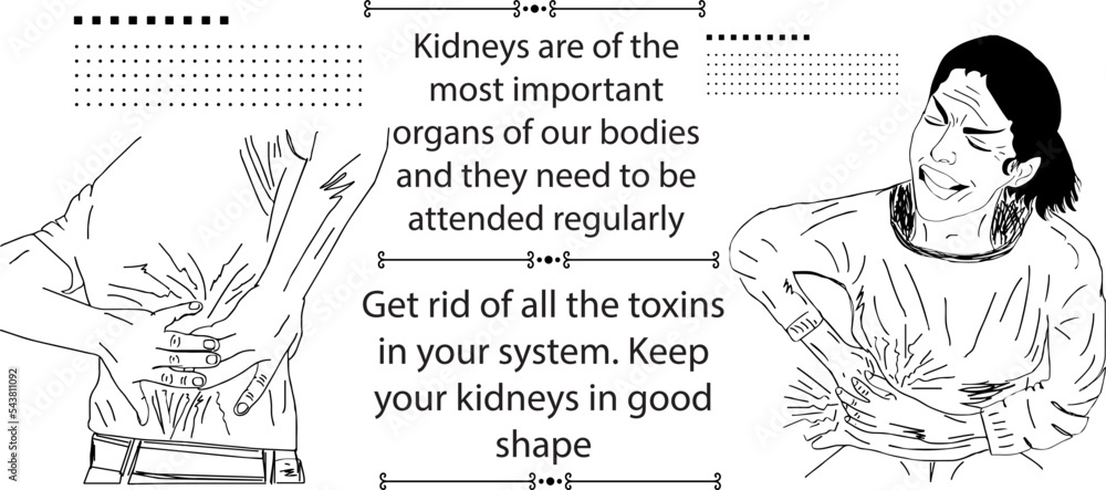 kidney care concept; kidney care banner with quotes; kidney pain. man ...