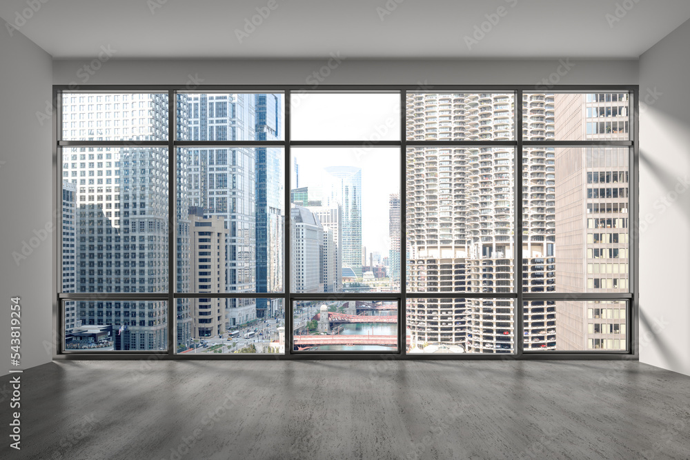 Downtown Chicago City Skyline Buildings from Window. Beautiful ...