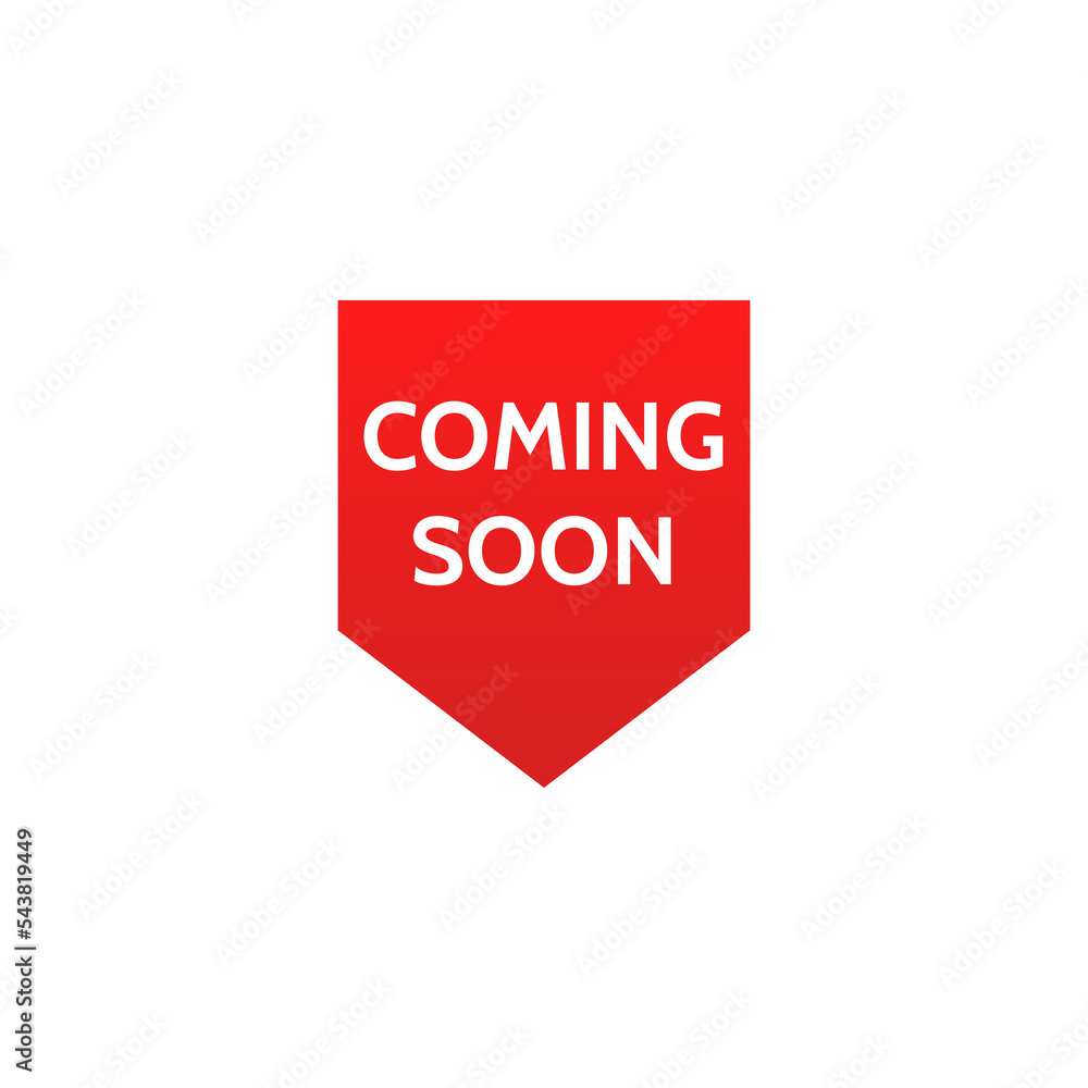 Coming soon promo labels. Red ribbons. Vector bage and banners Stock ...