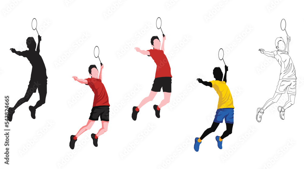 boys playing badminton vector illustration isolated on white background ...