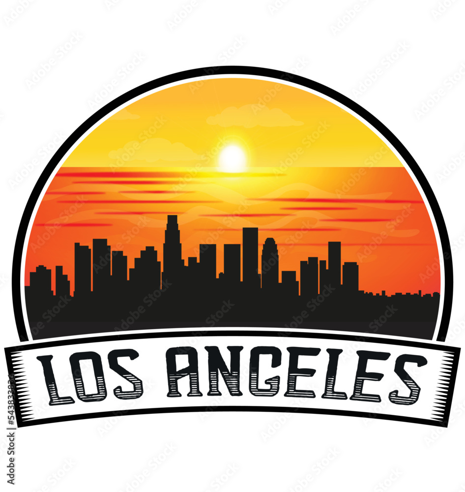 Los Angeles California USA Skyline Sunset Travel Souvenir Sticker Logo ...