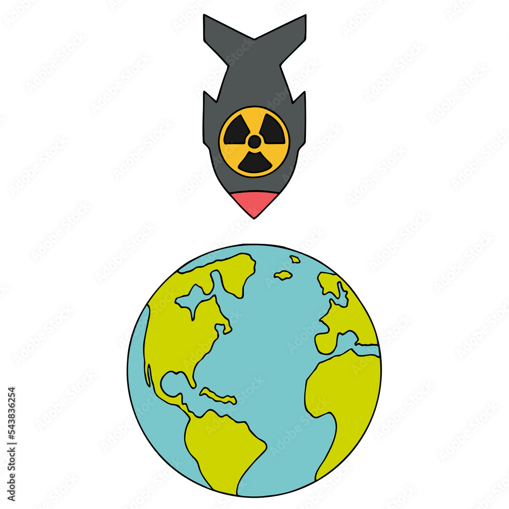 An atomic bomb falls on planet Earth. Threat of nuclear war. Blackmail ...