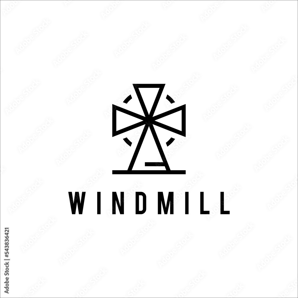 line art windmill logo vector Stock Vector | Adobe Stock