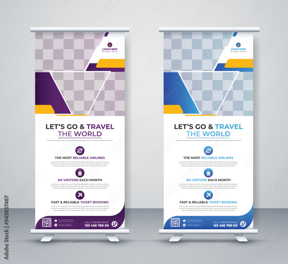 Travel agency rollup banner modern tour business corporate company ...