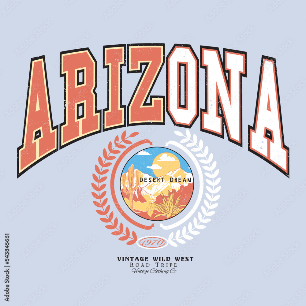 Vintage typography college varsity Arizona state slogan print with ...