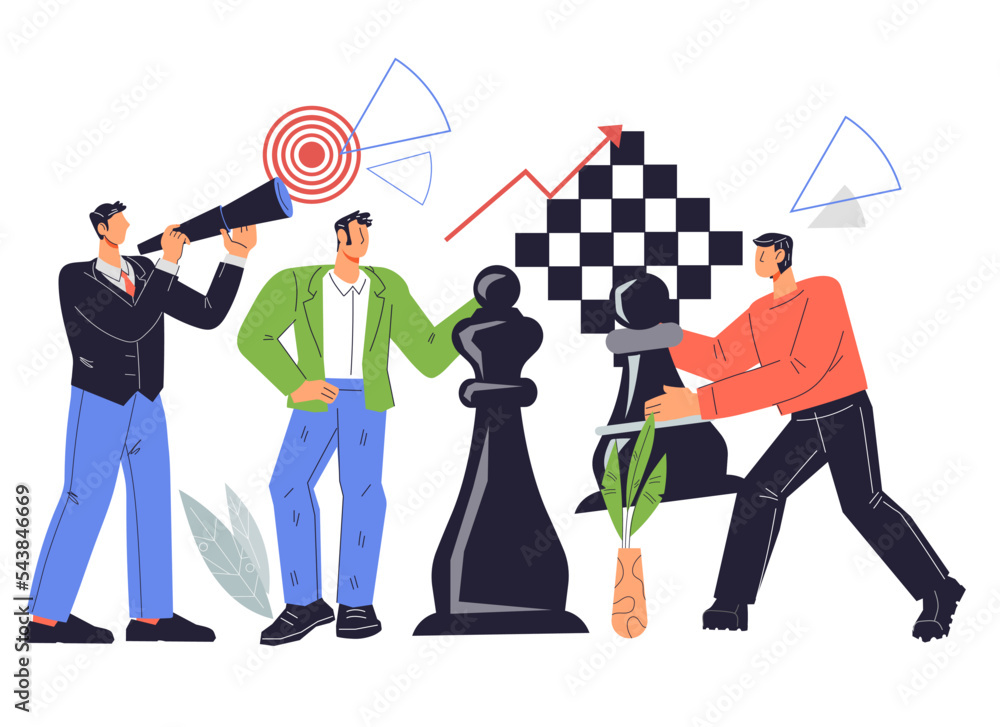 Business strategy concept with businessmen playing chess game ...