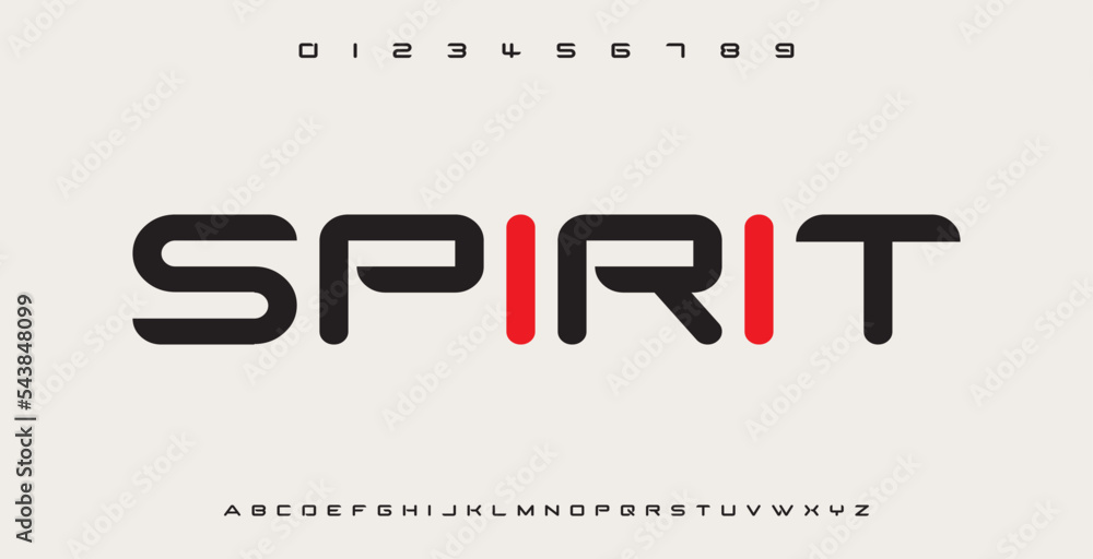 Modern tech font. Abstract geometric expanded sci-fi alphabet, clean ...