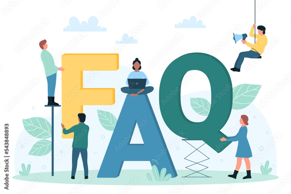 Frequently asked questions vector illustration. Cartoon group of ...