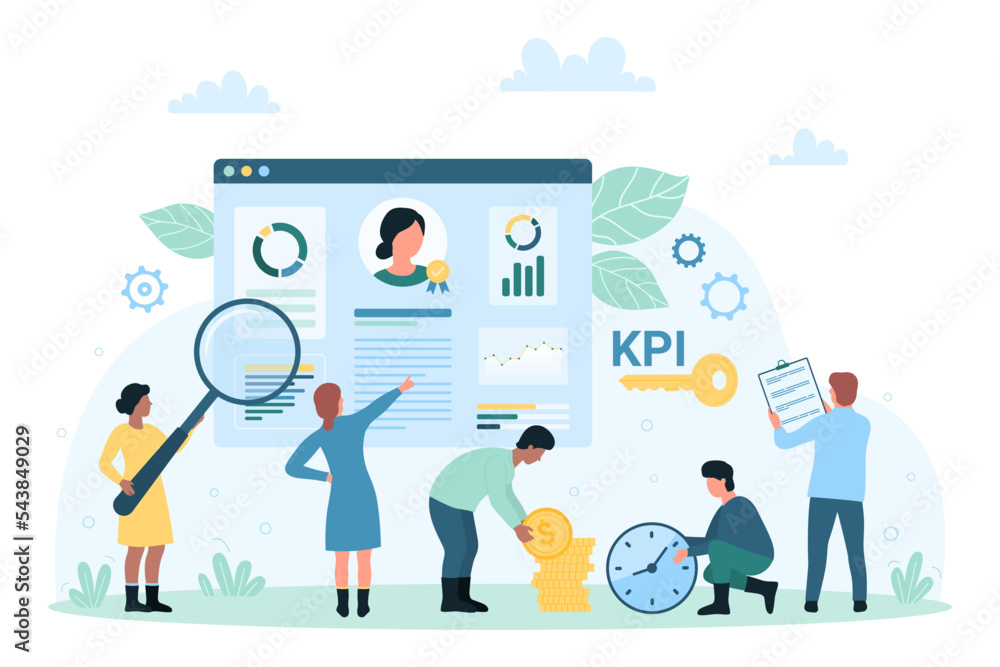 Key performance indicator, HR management and analytics vector ...