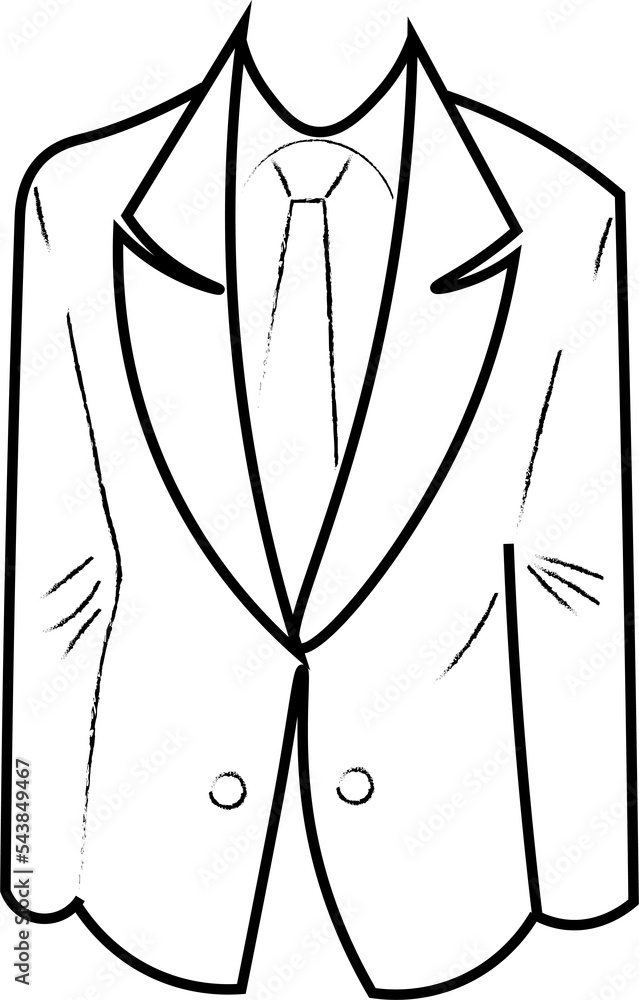 Men dress in hand drawing style black outline isolated, icon, logo ...